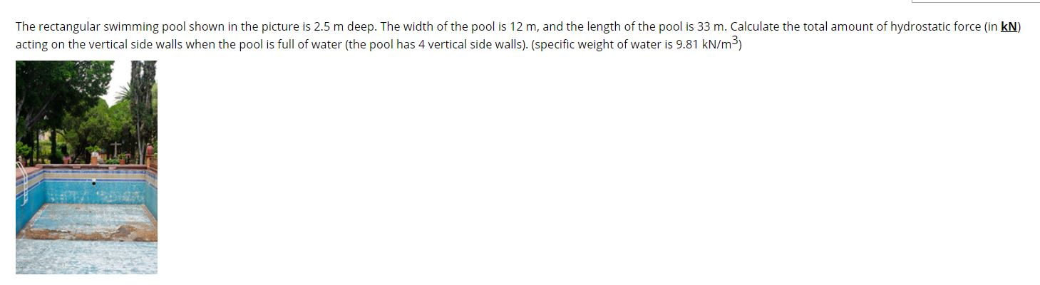 Solved The rectangular swimming pool shown in the picture is | Chegg.com