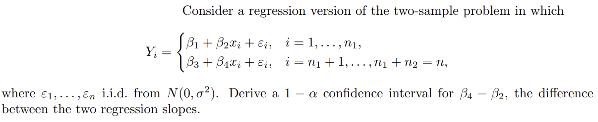Solved Consider a regression version of the two-sample | Chegg.com
