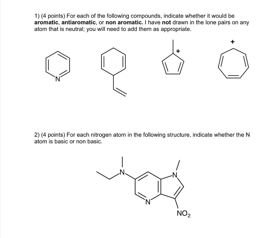 Solved 1) (4 points) For each of the following compounds, | Chegg.com