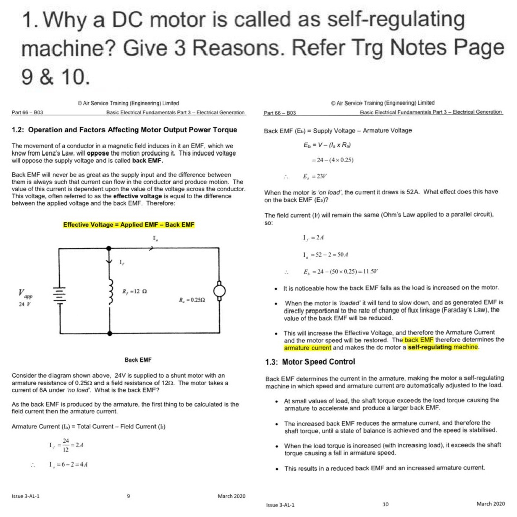 Solved 1. Why a DC motor is called as self-regulating | Chegg.com