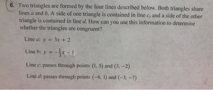 Solved 6. Two triangles are formed by the four lines | Chegg.com