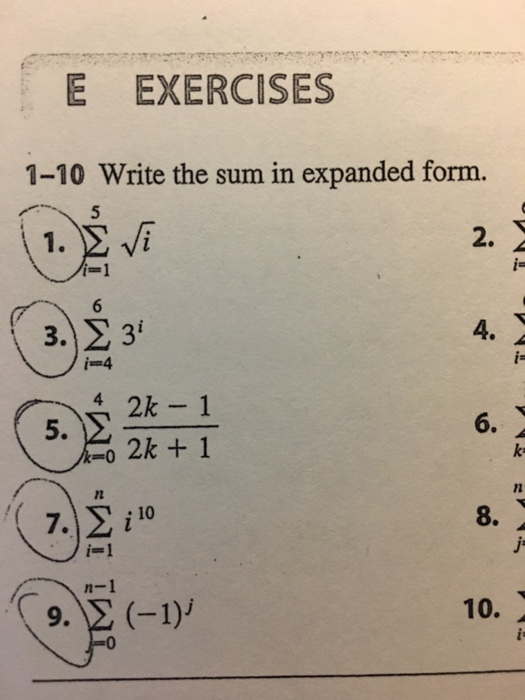 Solved Write the sum in expanded form. 1. Sigma^5_i=1 | Chegg.com