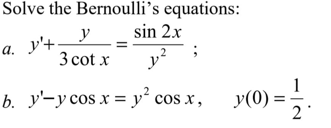 Solved Solve the Bernoulli's | Chegg.com