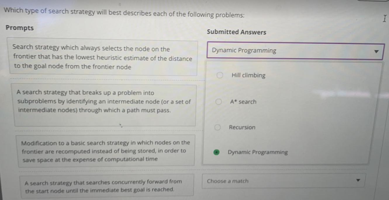 Solved Which type of search strategy will best describes | Chegg.com