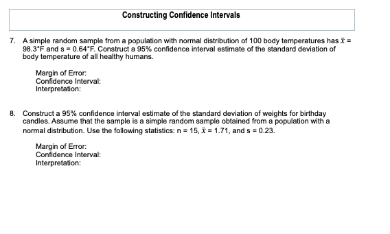 Solved Constructing Confidence intervals 1. In a clinical | Chegg.com