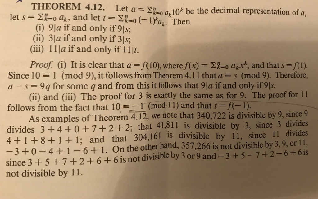 Solved et a and s be as in Theorem 4.12. a) Prove that 4\a | Chegg.com
