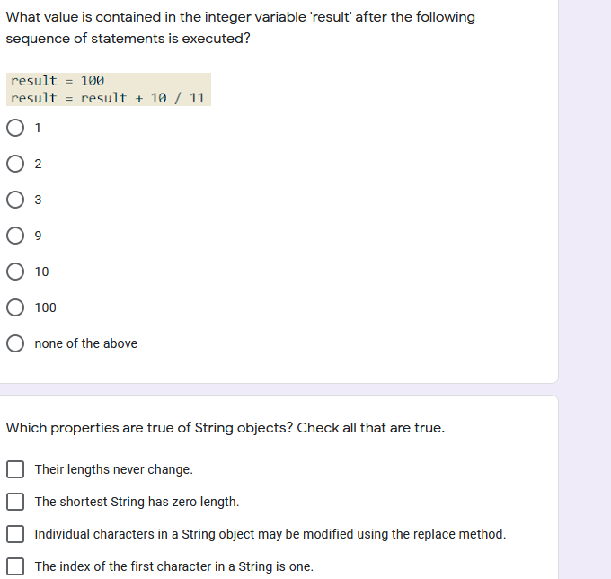 Solved What value is contained in the integer variable | Chegg.com