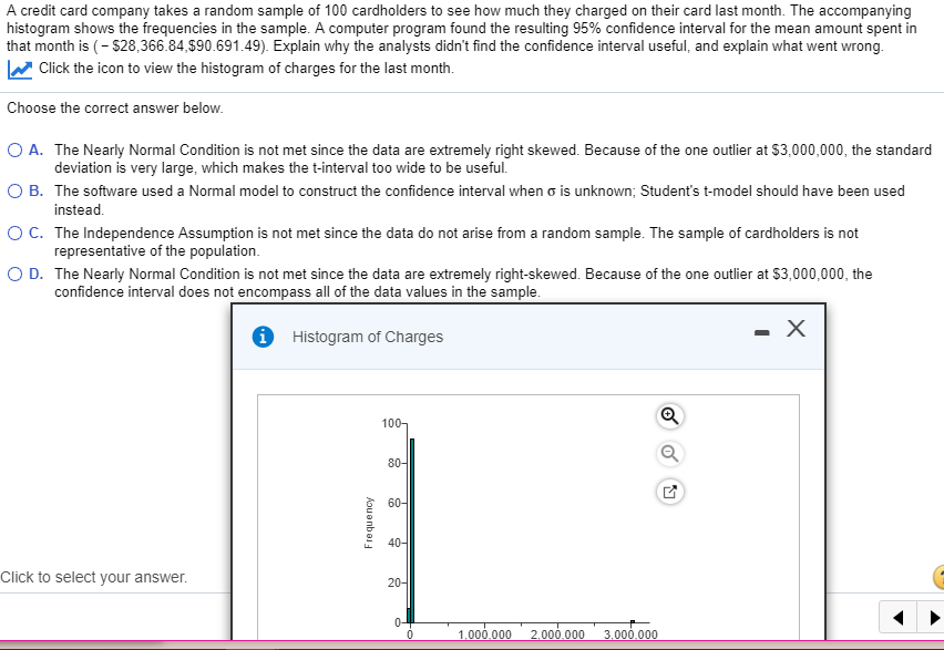 Solved A credit card company takes a random sample of 100 | Chegg.com