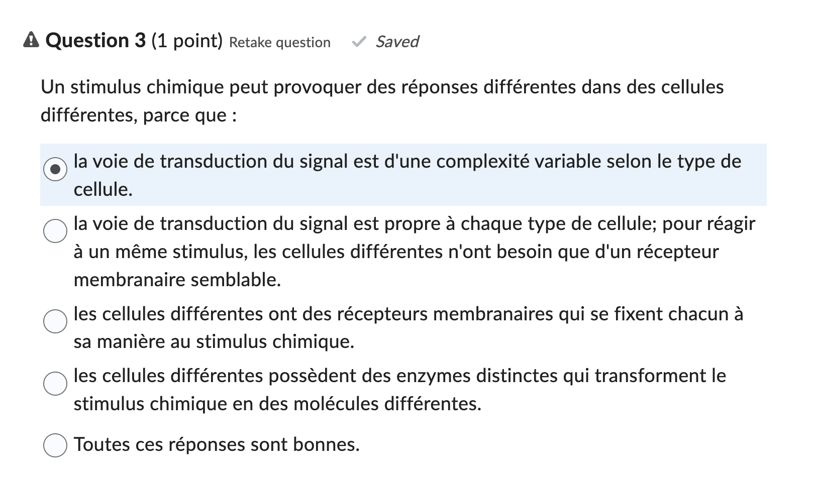 Solved Un stimulus chimique peut provoquer des réponses | Chegg.com