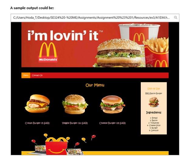 Solved Exercise 4: Restaurant in HTML5 Redesign Ex 3 webpage | Chegg.com