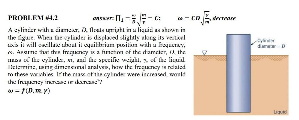 Solved w CD decrease Cylinder diameter =D PROBLEM #4.2 | Chegg.com