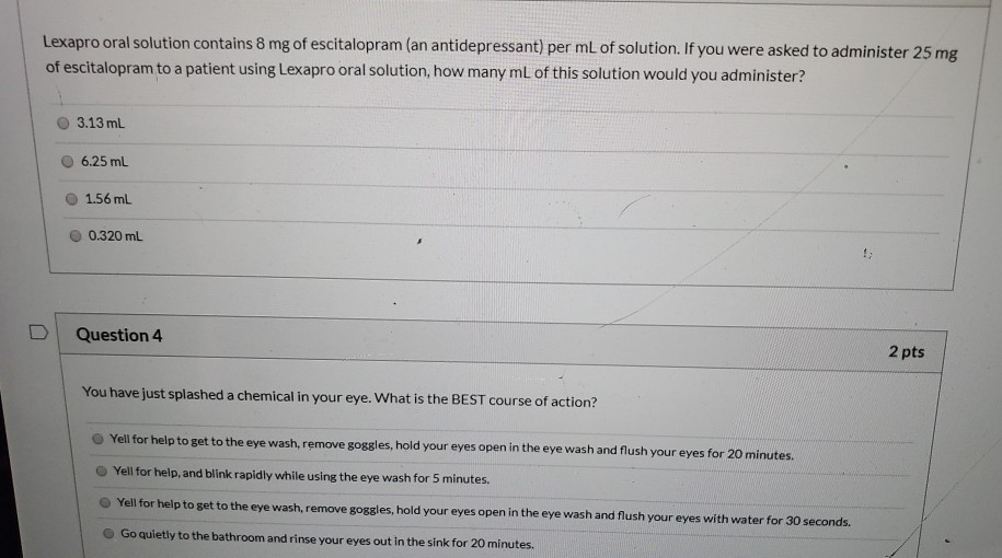 Solved Lexapro oral solution contains 8 mg of escitalopram | Chegg.com