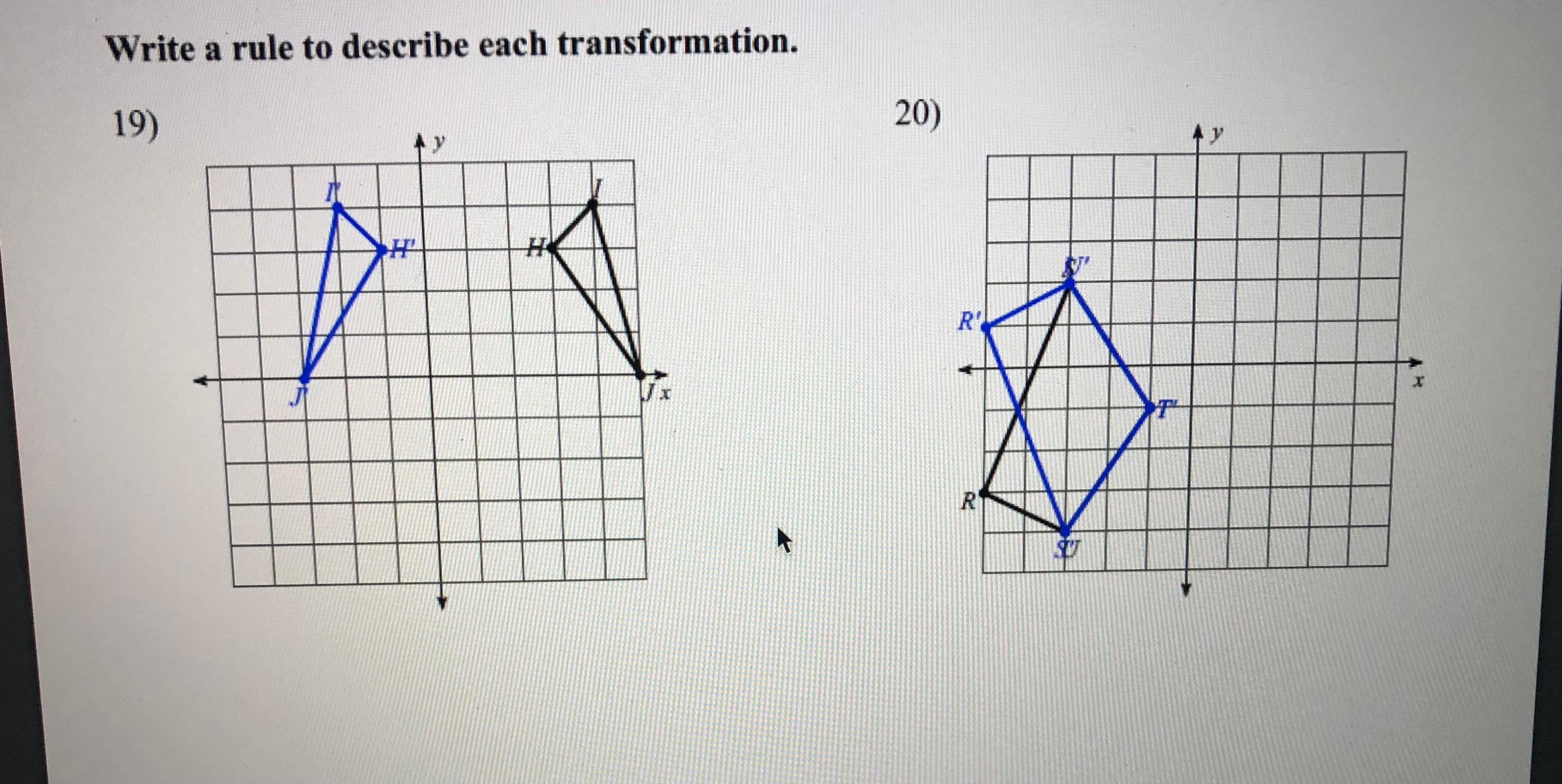 Solved Write a rule to describe each transformation. 19) 20) | Chegg.com