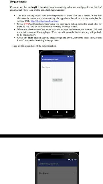 Solved Requirements Create an app that use implicit intents | Chegg.com