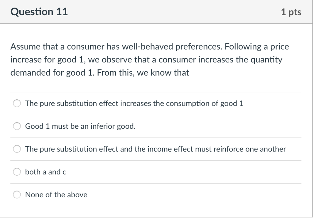 Solved Question 9 1 pts Consider a consumer buying perfect | Chegg.com