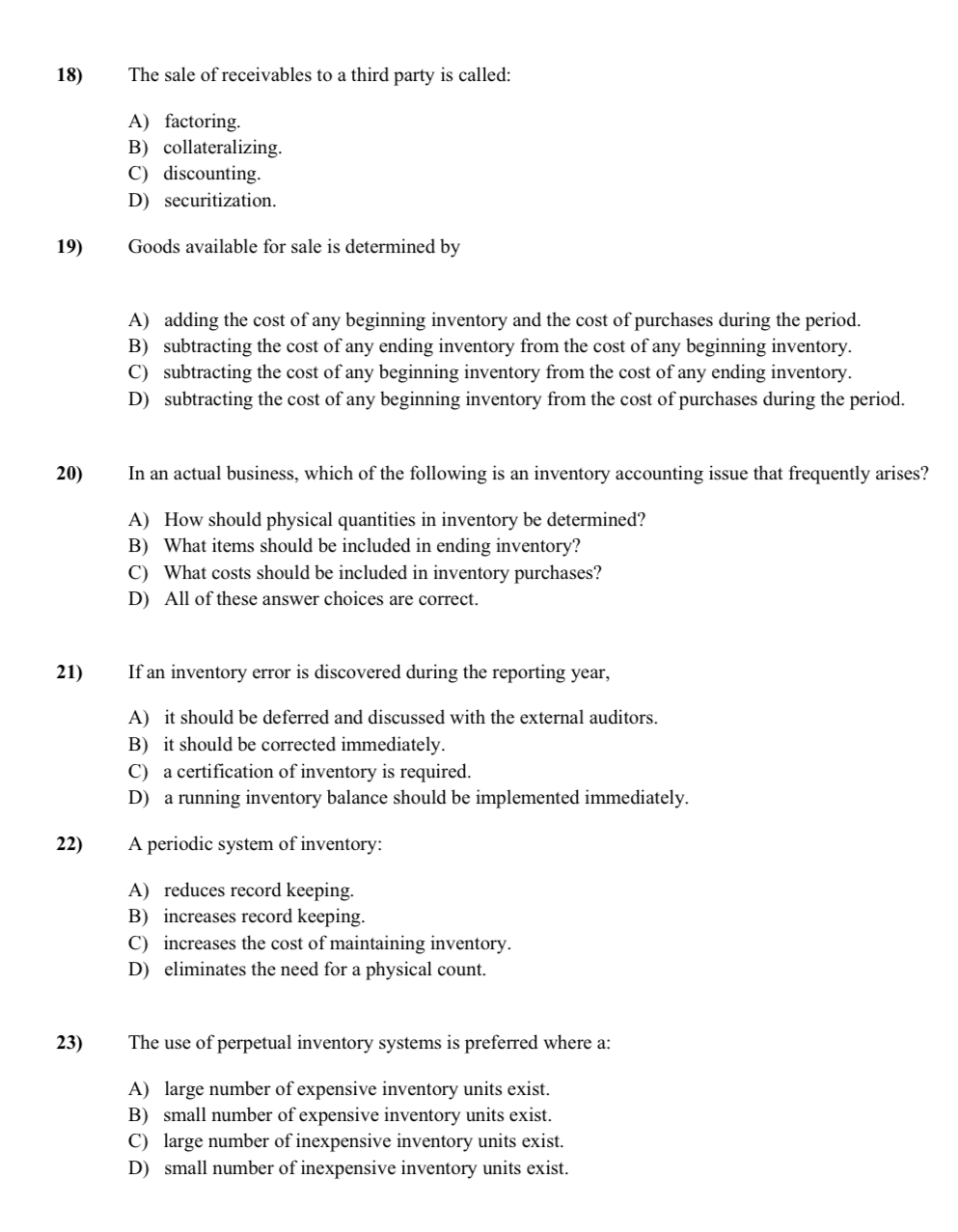Solved 18) The sale of receivables to a third party is | Chegg.com