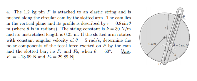 Solved 4. The 1.2 kg pin P is attached to an elastic string | Chegg.com