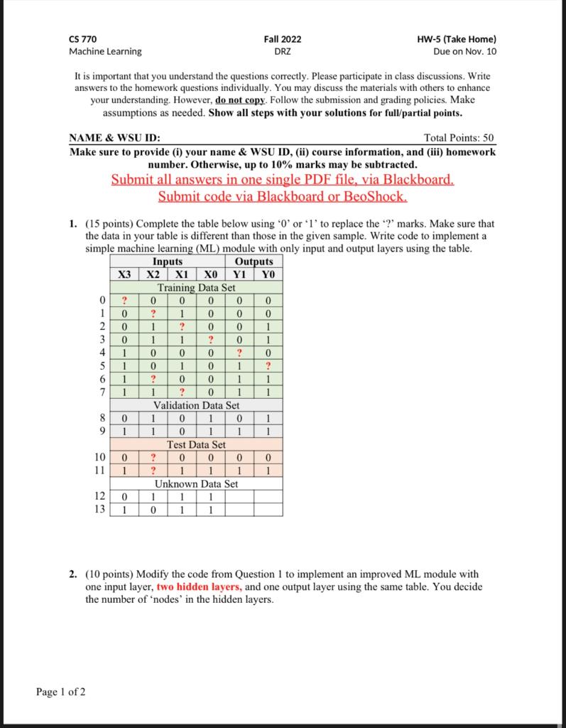 3. ( 25 points) Complete the table below using ' 0 ' | Chegg.com
