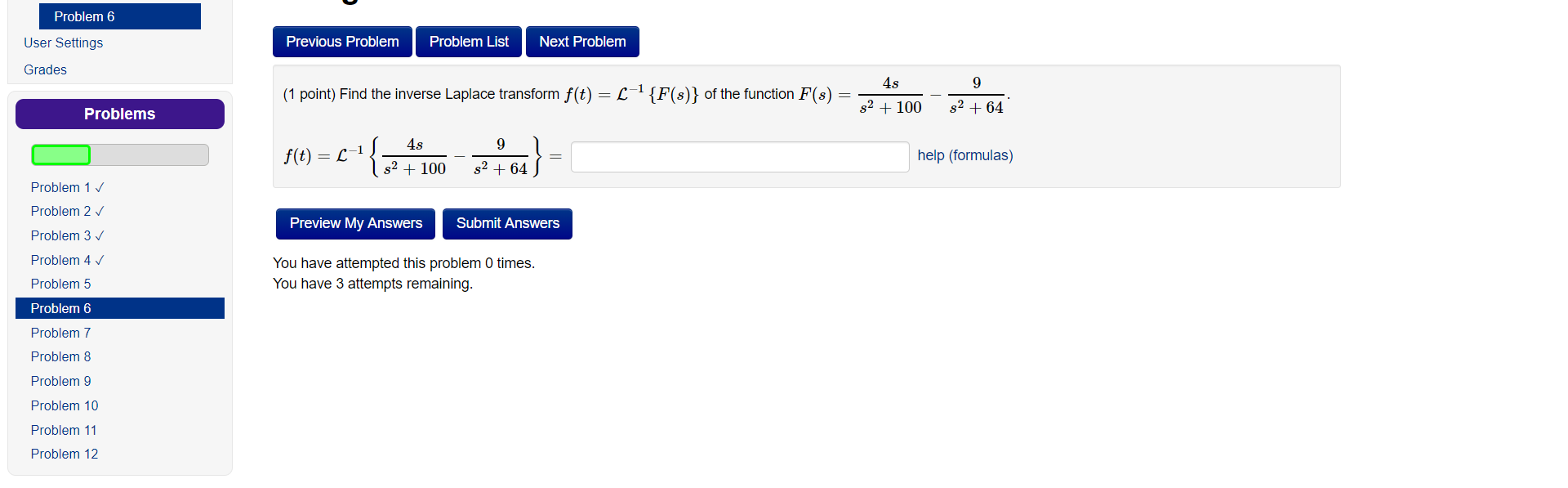 Solved Problem 6 User Settings Previous Problem Problem List