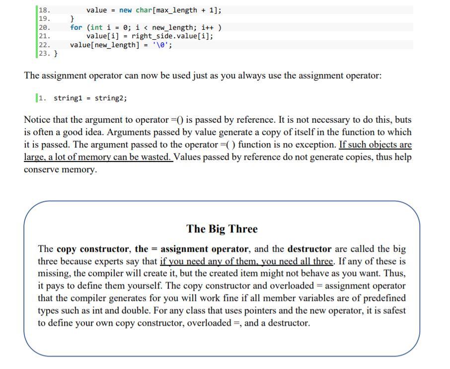 Solved Shallow Copy and Deep Copy When defining an | Chegg.com