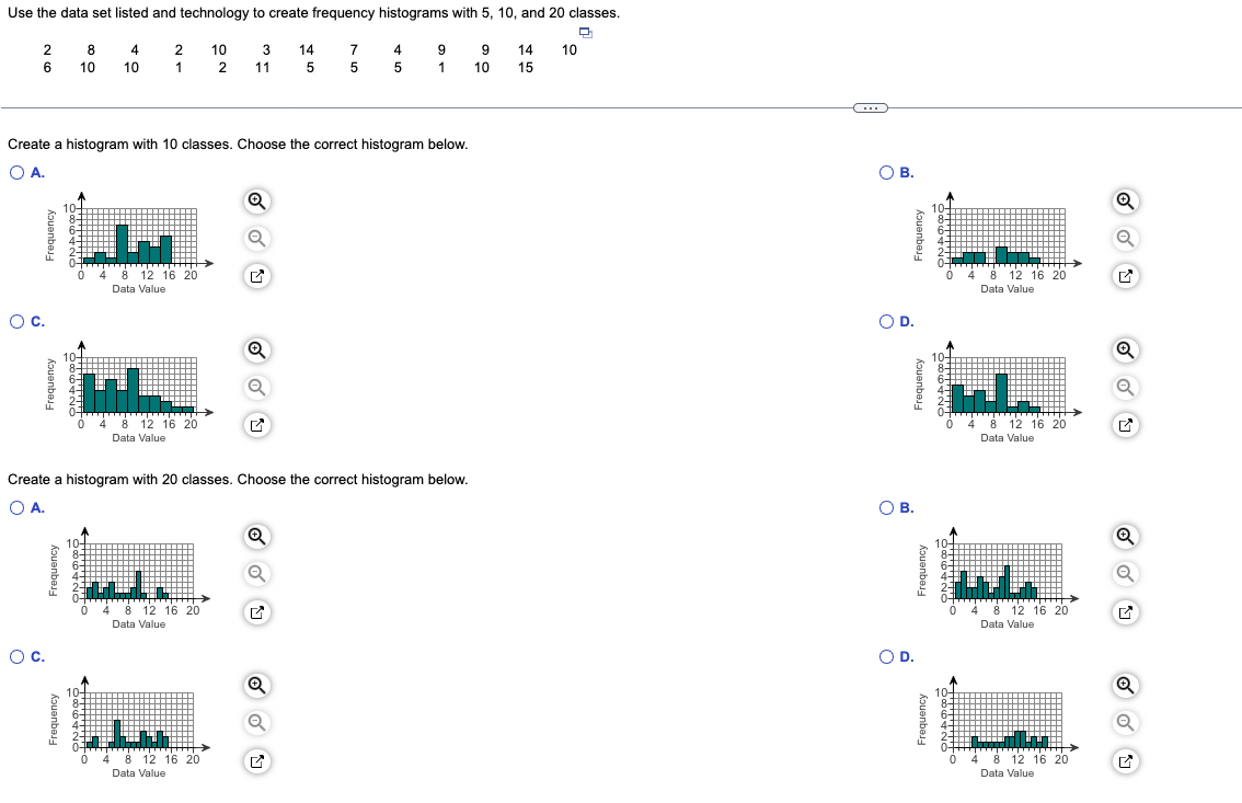 Solved Create a histogram with 10 classes. Choose the | Chegg.com