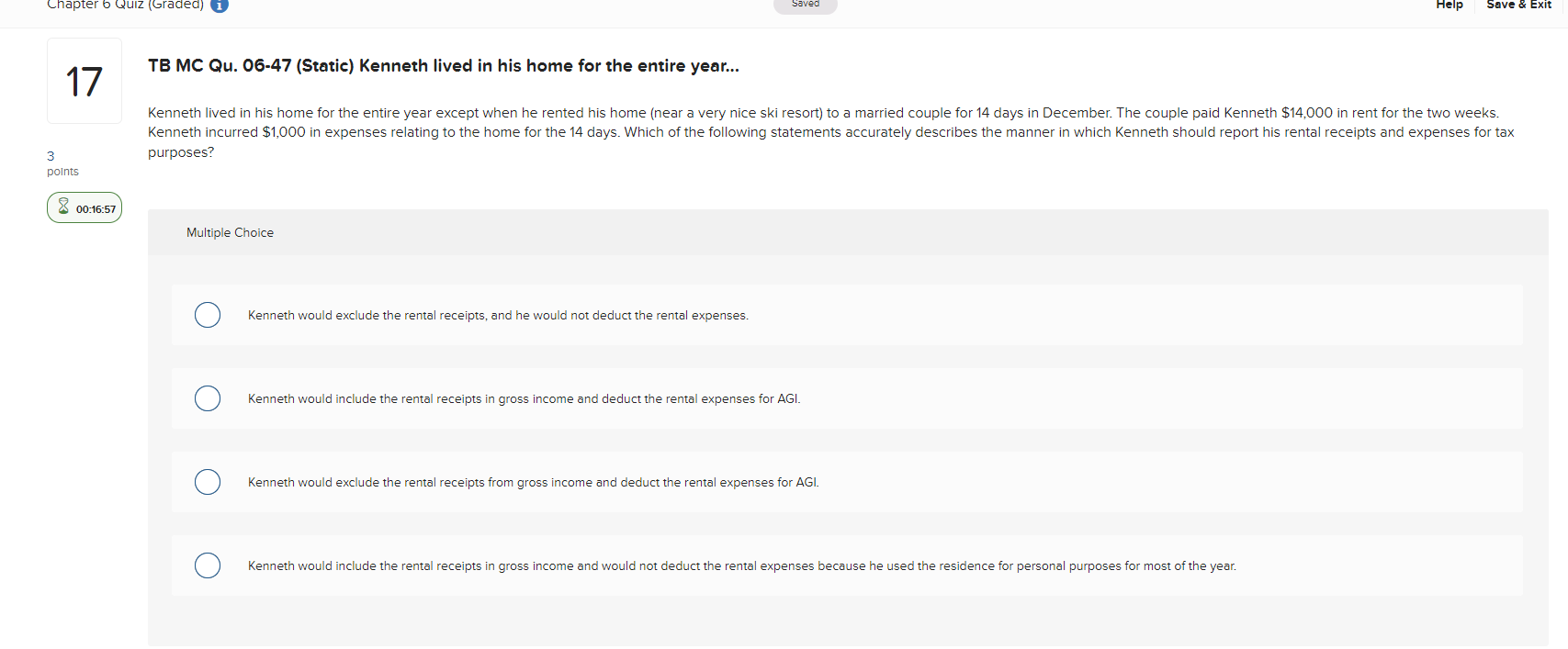 Solved TB MC Qu. 06-47 (Static) ﻿Kenneth lived in his home | Chegg.com