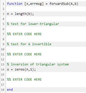 Solved Forward substitution algorithm Write a function | Chegg.com