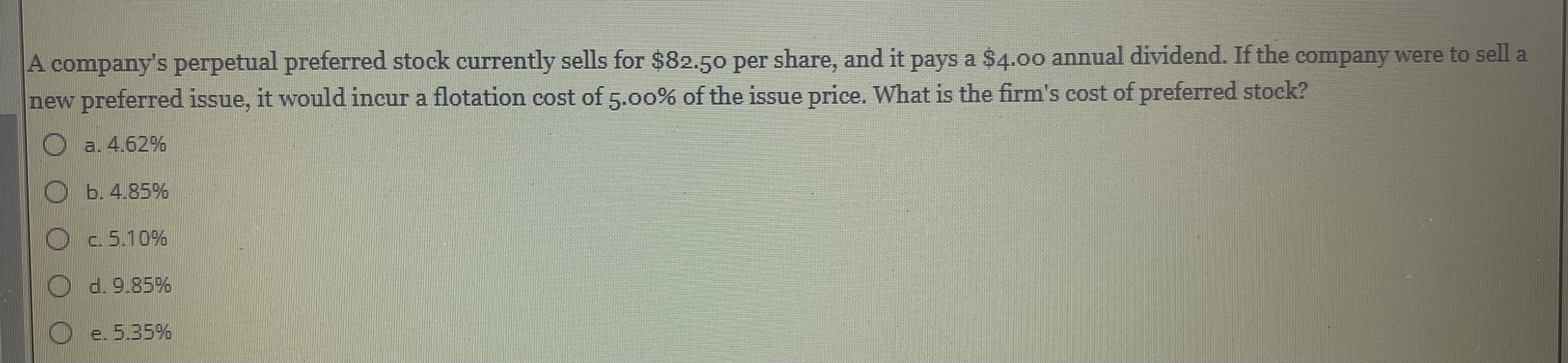 Solved A company's perpetual preferred stock currently sells | Chegg.com Solved A company's perpetual preferred stock currently sells | Chegg.com