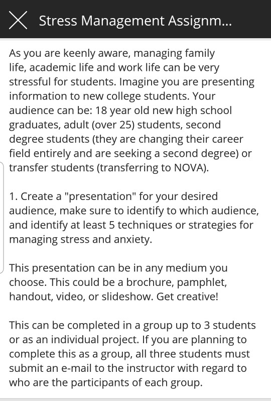 Solved Stress Management Assignm... As you are keenly aware, | Chegg.com