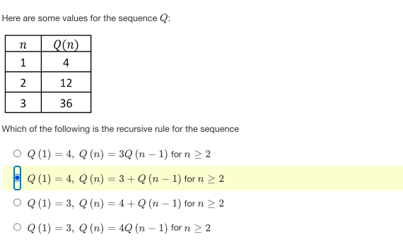 Solved Here are some values for the sequence Q : Which of | Chegg.com