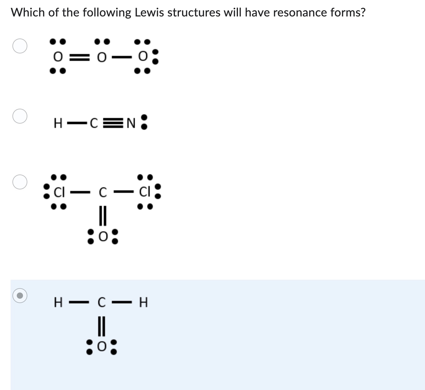 Solved Which of the following Lewis structures will have | Chegg.com