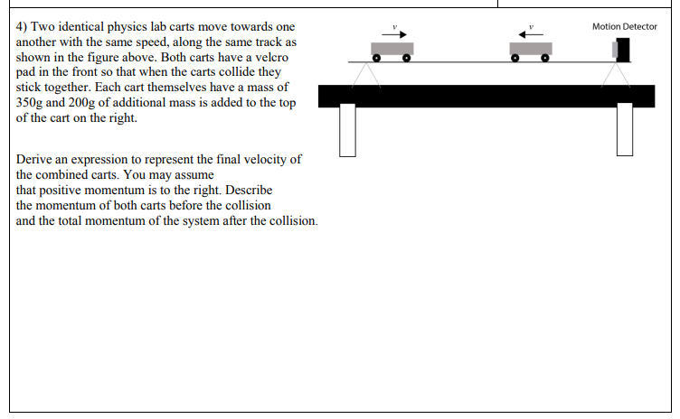 Solved Two identical physics lab carts move towards | Chegg.com