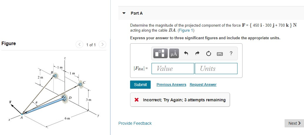 Solved Part A Determine the magnitude of the projected | Chegg.com