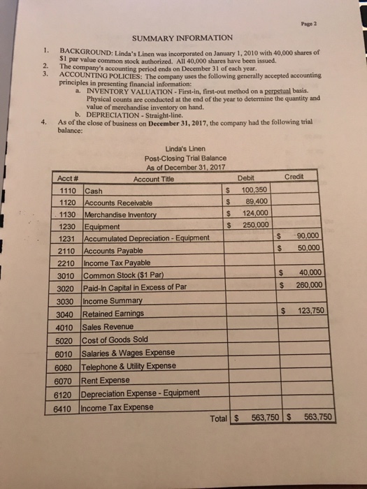 Page I PRACTICE SET ACCOUNTING 3341 (5133) FALL 2018 | Chegg.com