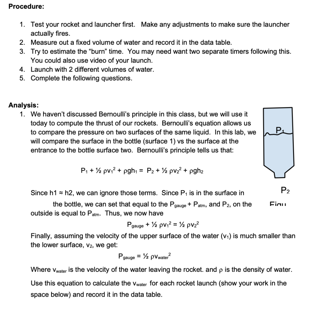 Solved Procedure: 1. Test your rocket and launcher first. | Chegg.com