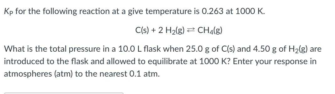 Solved KP ﻿for the following reaction at a give temperature | Chegg.com