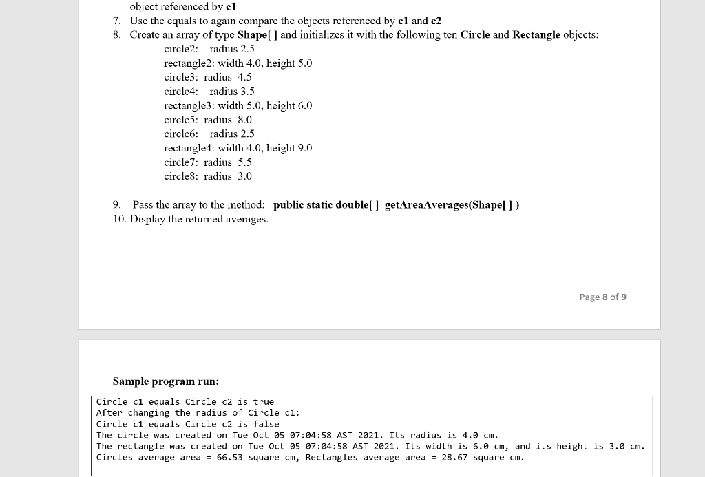 Solved Lab Task Modify the given ShapeDriver.java file such | Chegg.com