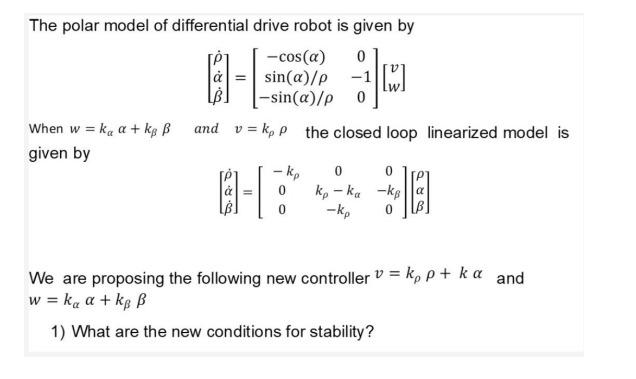 Solved The polar model of differential drive robot is given | Chegg.com
