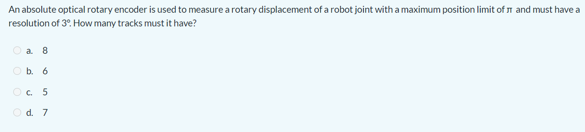Solved An absolute optical rotary encoder is used to measure | Chegg.com