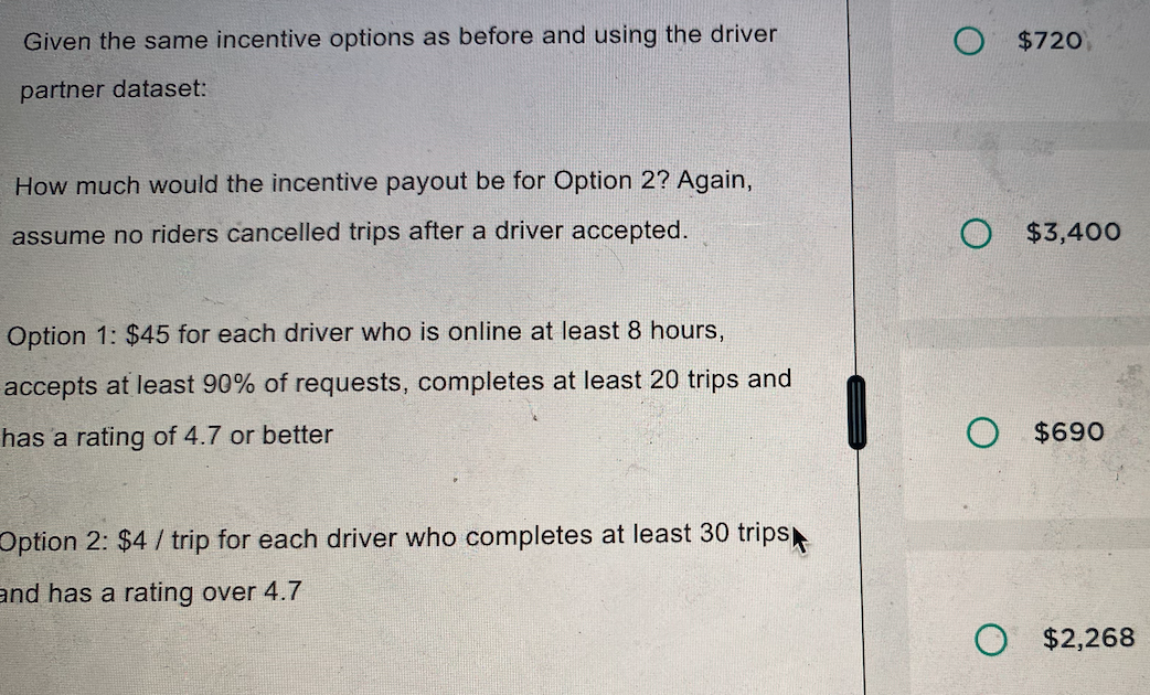 Solved Given the same incentive options as before and using | Chegg.com