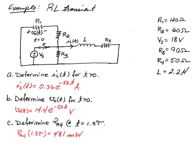 Solved Example: RL transient R tuolta Era il(t) 2 Ry t=0 | Chegg.com