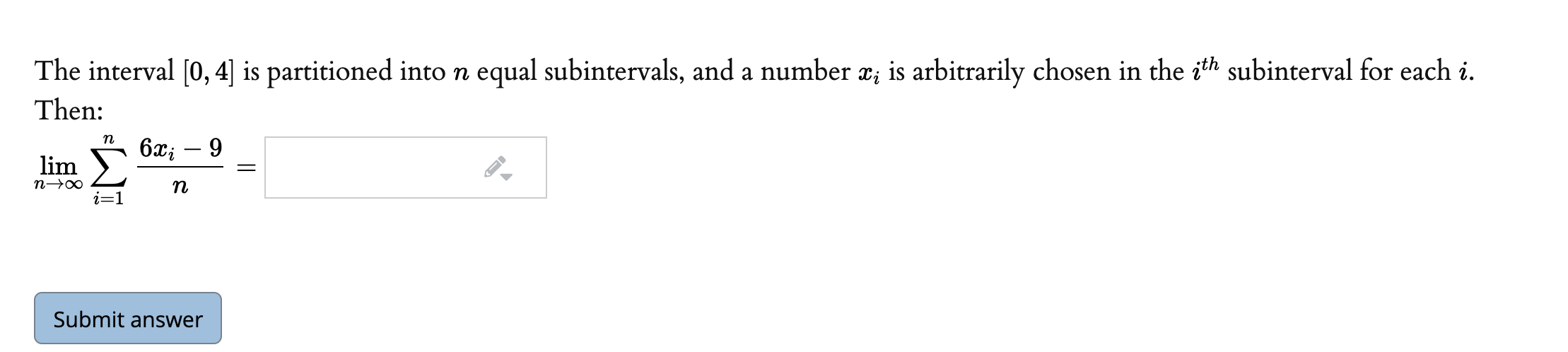 Solved The interval [0, 4) is partitioned into n equal | Chegg.com