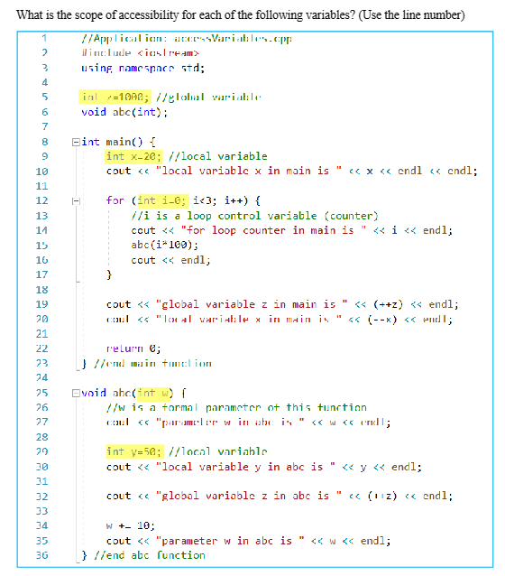 Solved hat is the scope of accessibility for each of the | Chegg.com
