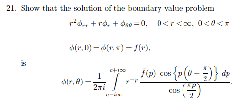 Solved 21. Show that the solution of the boundary value | Chegg.com