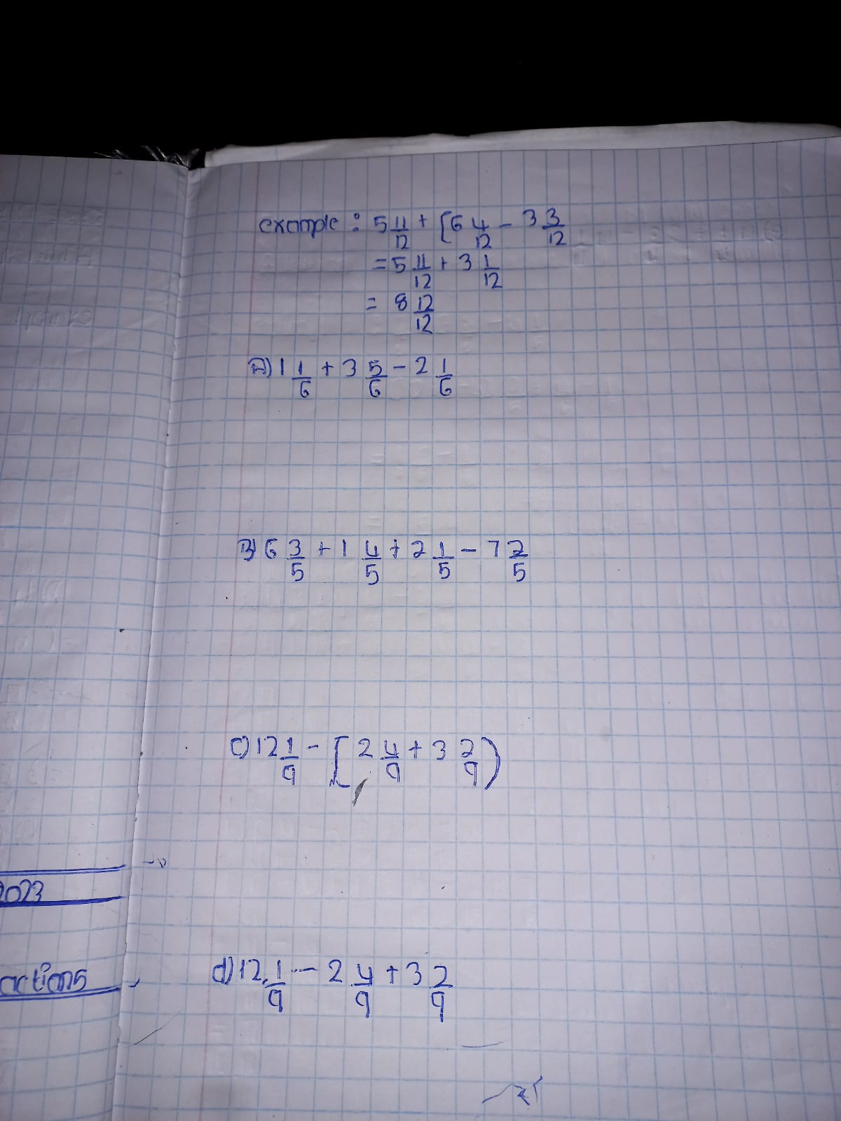 Solved example: ==51211+[6124−312351211+312181212 A) | Chegg.com
