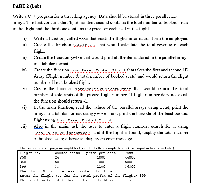 Solved PART 2 (Lab) Write a C++ program for a travelling | Chegg.com