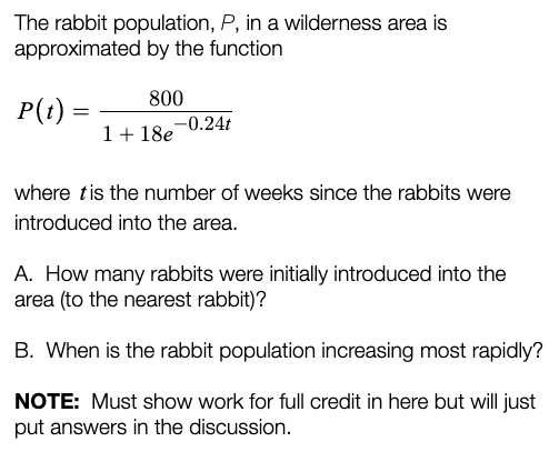 Solved The rabbit population, P, in a wilderness area is | Chegg.com