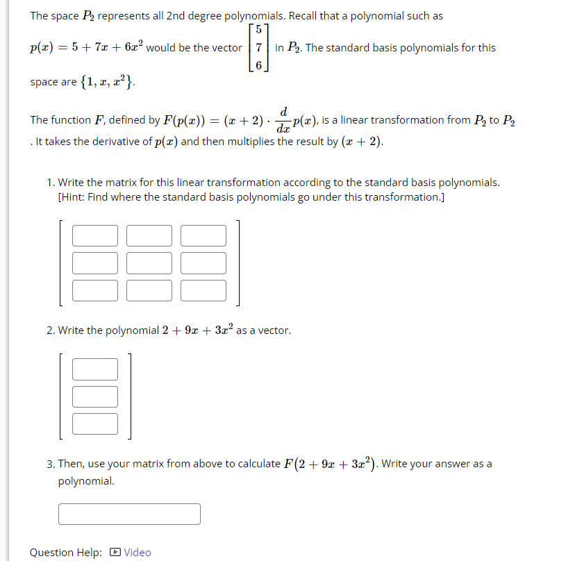 Solved The space P2 represents all 2 nd degree polynomials. | Chegg.com