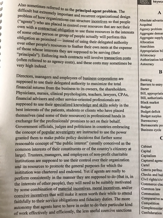 Solved How do principles try to solve the "principal/agent | Chegg.com