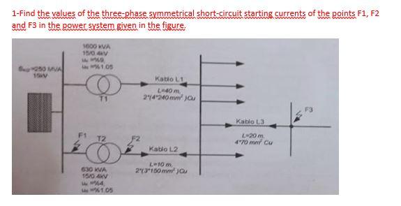 Solved 1-Find the values of the three-phase symmetrical | Chegg.com